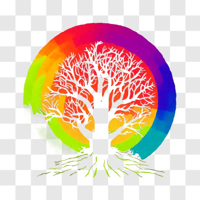 Download Rainbow-Colored Tree with Roots in the Ground PNGs Online ...