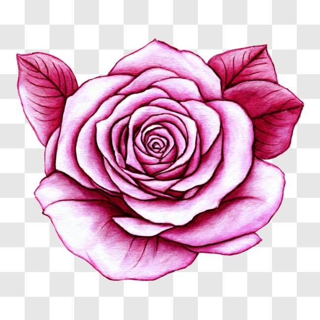 Download Pink Rose Drawing on Black Paper PNGs Online - Creative Fabrica