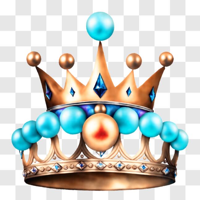 Download Blue and Gold Crown with Pearls PNGs Online - Creative Fabrica