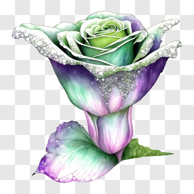 Download Realistic Digital Painting of a Purple and Green Rose with ...