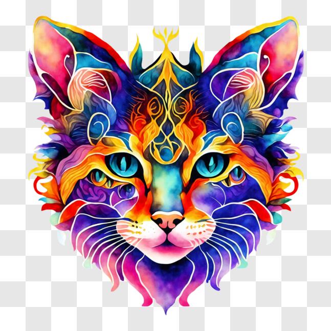 Download Colorful Cat Head Decoration with Intricate Designs and Colors ...