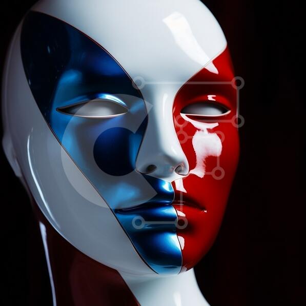 Mannequin Wearing Red, White, and Blue Face Paint stock photo ...