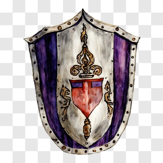 Download Purple and Red Ornate Shield with Cross-Shaped Medallion ...