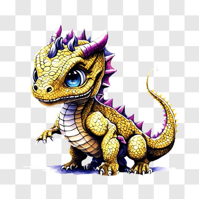 Download Cute and Fun Small Yellow Dragon with Blue Eyes and Purple ...