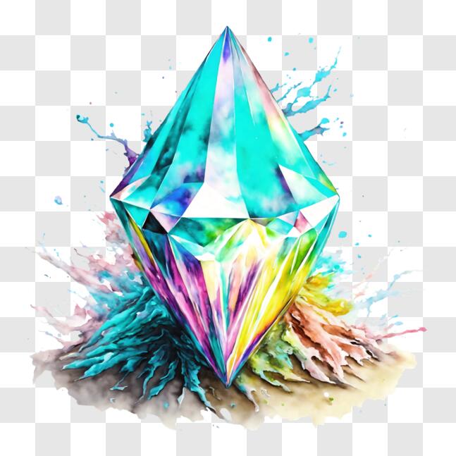 Download Colorful Diamond with Water Splashes PNGs Online - Creative ...