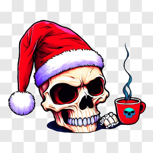 Download Santa Skull with Coffee Mug Graphic Design PNGs Online ...