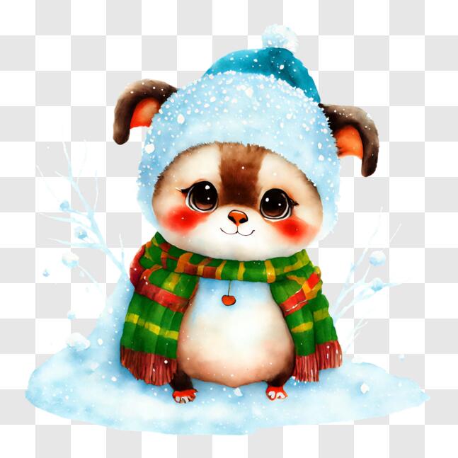 Download Adorable Dog Dressed up for Winter PNG Online - Creative Fabrica