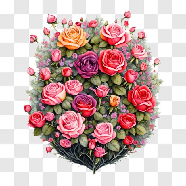 Download Colorful Bouquet of Roses PNGs Online - Creative Fabrica