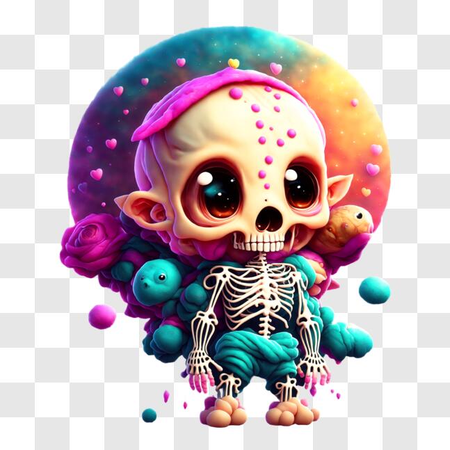 Download Colorful Skeleton Illustration with Various Objects PNGs ...