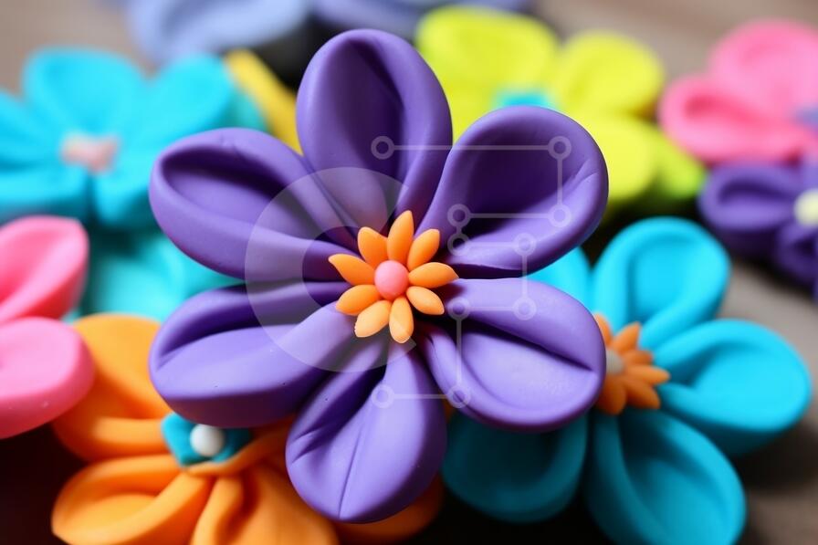 Colorful Plastic Flowers Stack stock photo | Creative Fabrica