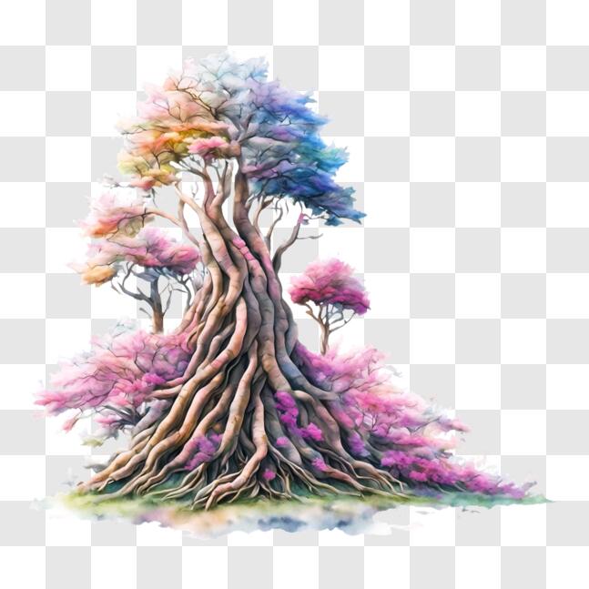 Download Tree with pink and purple flowers PNGs Online - Creative Fabrica