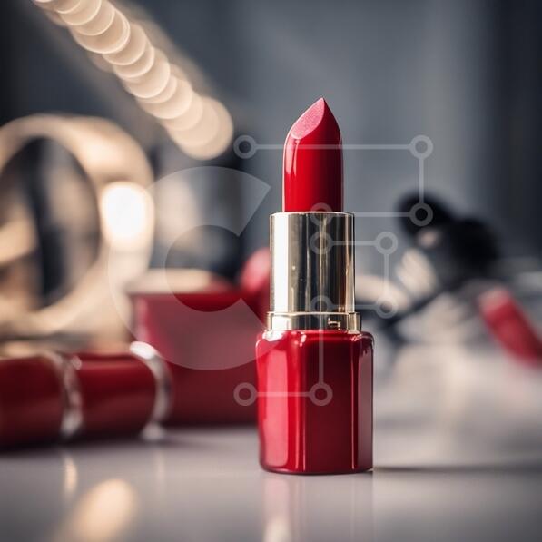 Sleek and Shiny Red Lipstick Close-Up stock photo | Creative Fabrica