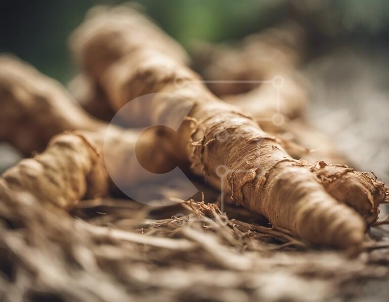 Close-up Image of Stacked Ginger on Dry Leaves stock photo | Creative ...