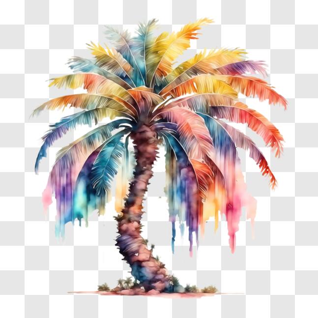 Download Colorful Palm Tree with Paint Drips PNGs Online - Creative Fabrica