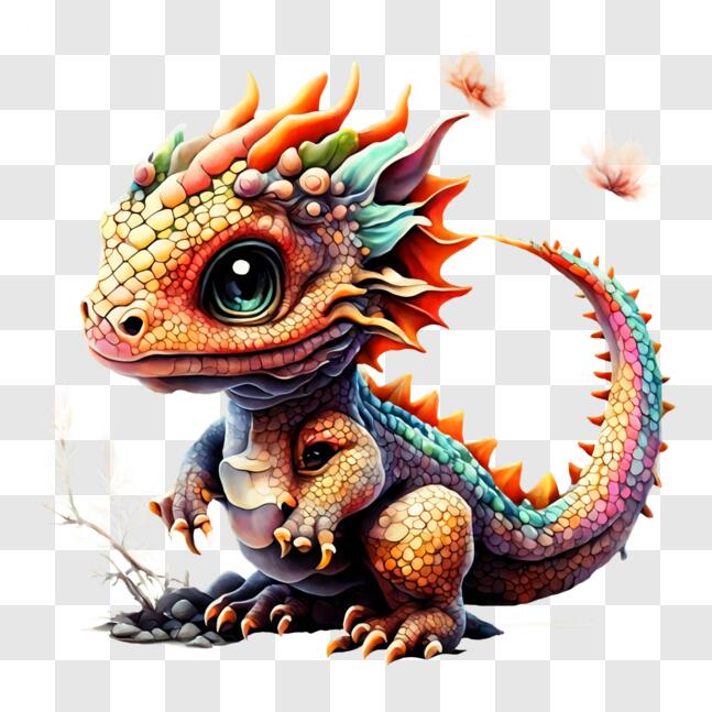 Download Colorful Baby Dragon Fantasy Art PNGs Online - Creative Fabrica