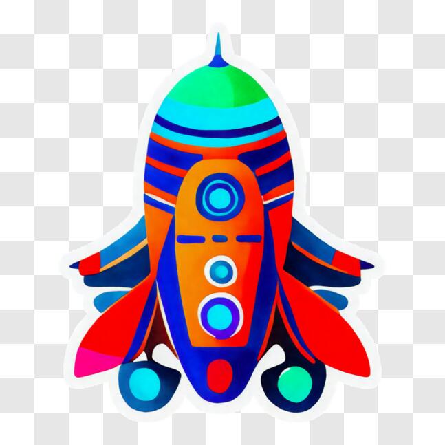 Download Colorful Rocket Ship in Space PNG Online - Creative Fabrica