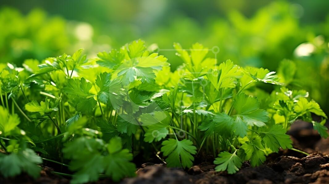 Close-up View of Green Parsley Plants in a Garden stock photo ...