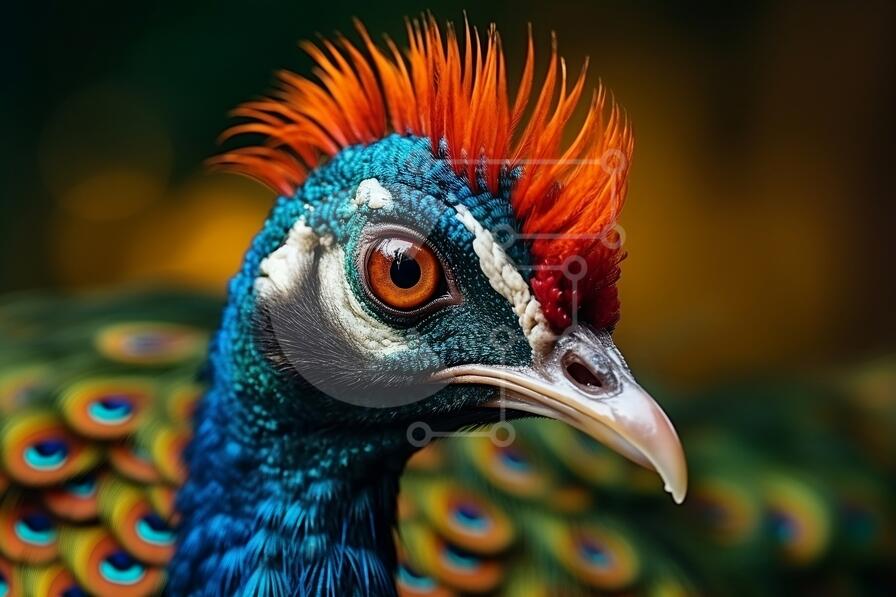 Close-up View of a Peacock's Head stock photo | Creative Fabrica