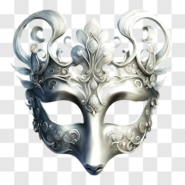 Download Ornate Venetian-style Silver Metal Mask with Intricate Detail ...