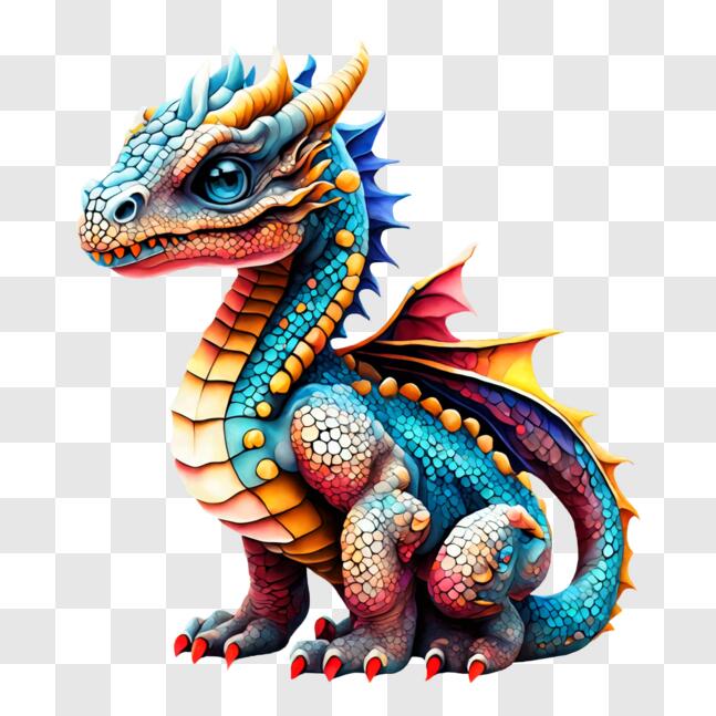 Download Colorful Dragon Sitting on the Ground PNGs Online - Creative ...