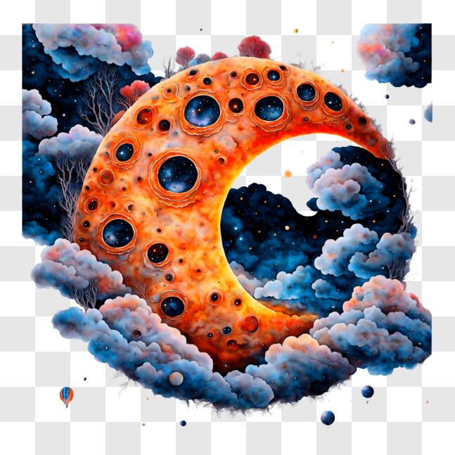 Download Celestial Object in Orange and Blue with Clouds PNGs Online ...