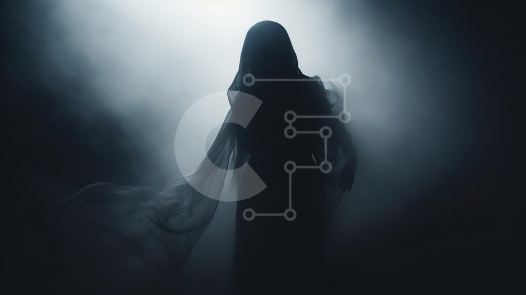 Mysterious Ghostly Figure in the Mist stock photo | Creative Fabrica