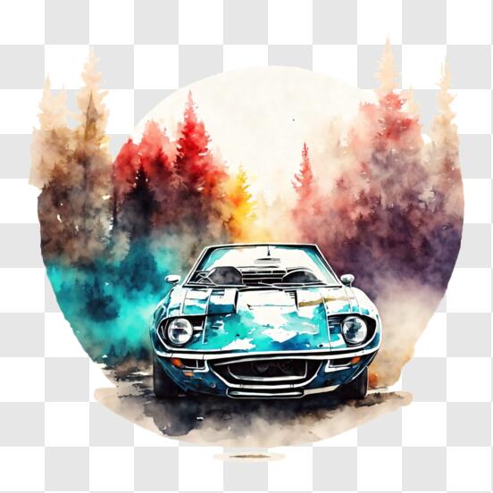 Download Watercolor Painting of Vintage Car PNGs Online - Creative Fabrica