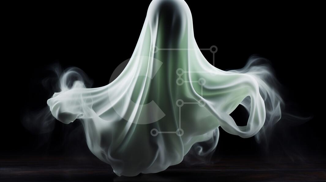 Mysterious White Ghost Floating in the Air stock photo | Creative Fabrica