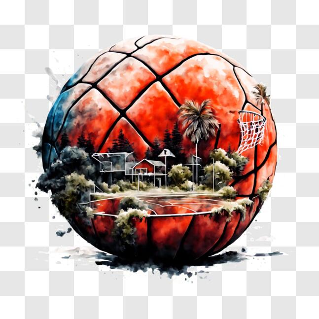 Download NBA Basketball Ball with Red and White Design PNGs Online ...