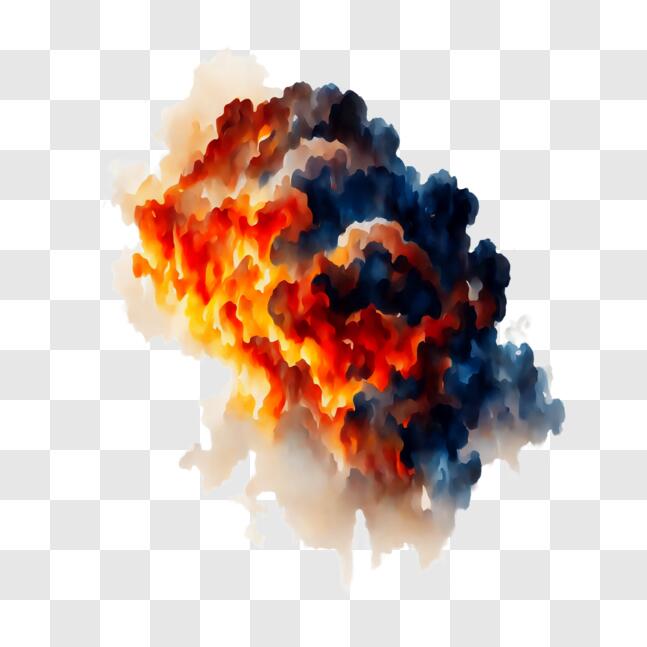Download Abstract Fireball Painting in Red, Orange, Yellow, and Blue ...