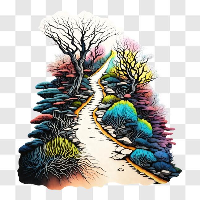 Descarga Sendero sereno a través de un bosque colorido PNG En Línea ...