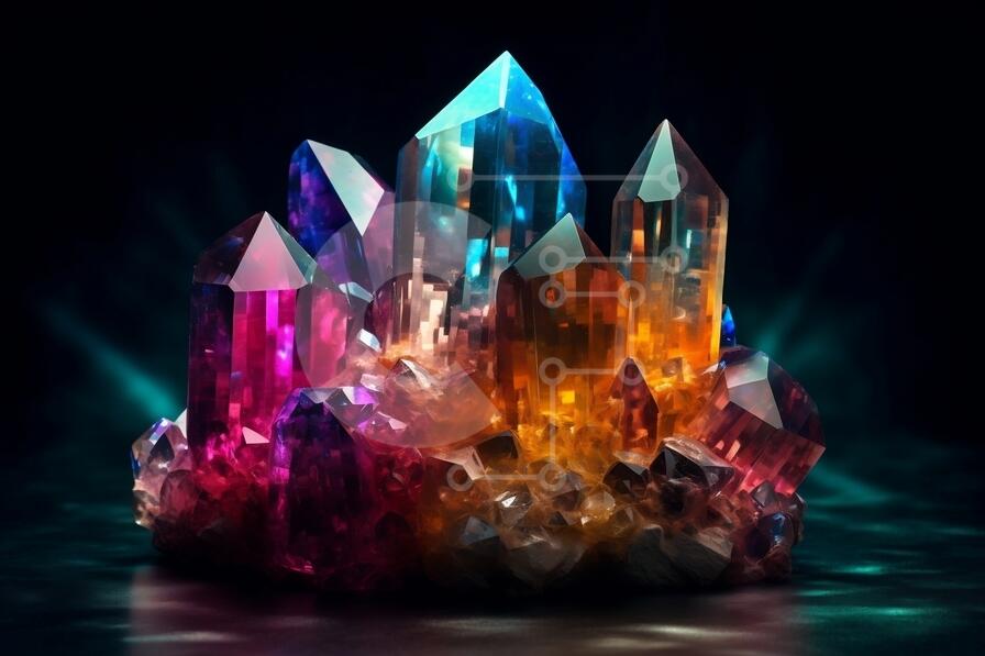 Vibrant Multicolored Crystals on a Dark Background stock photo ...