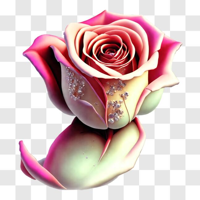 Download Digital Pink Rose with Diamonds PNGs Online - Creative Fabrica