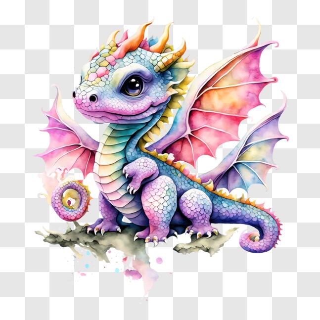Download Small Colorful Dragon Sitting on Water PNGs Online - Creative ...