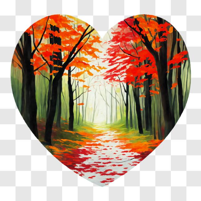 Download Autumn Forest with Heart-Shaped Painting PNGs Online ...