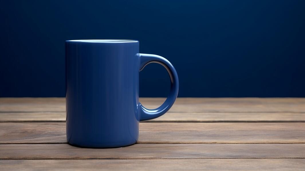 Download Blue Coffee Mug on Wooden Table Mockups Online - Creative Fabrica