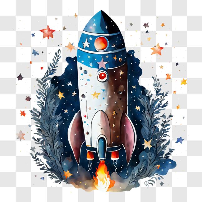 Download Colorful Rocket Ship Flying Through the Night Sky PNGs Online ...