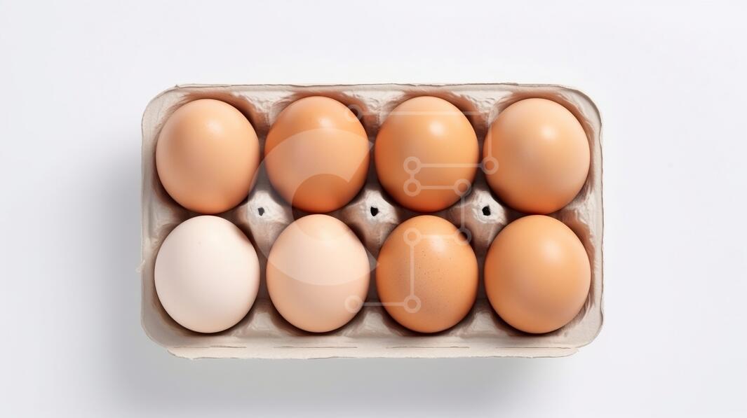 Brown and White Eggs in a Box stock photo | Creative Fabrica