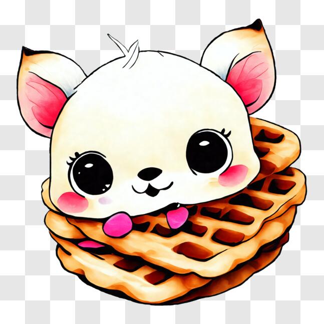 Download Cute Dog Enjoying Waffles PNGs Online - Creative Fabrica