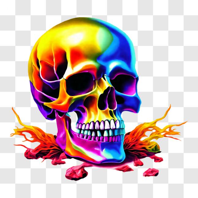 Download Colorful Floating Skull Artwork PNGs Online - Creative Fabrica