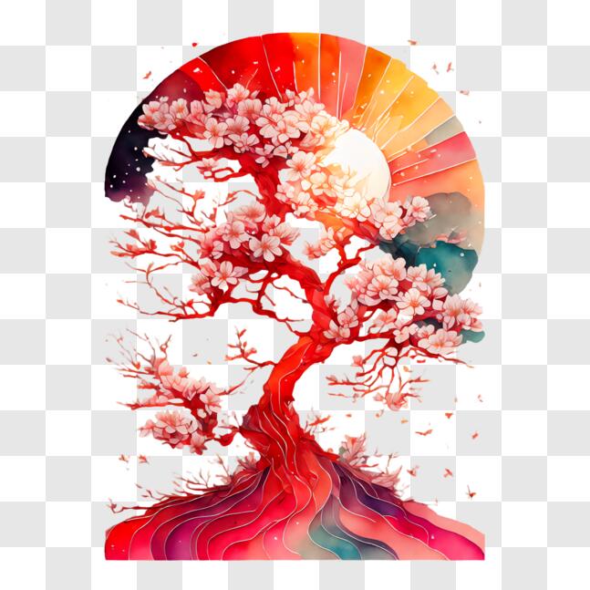 Download Abstract Painting of Cherry Blossom Tree with Vibrant Colors ...