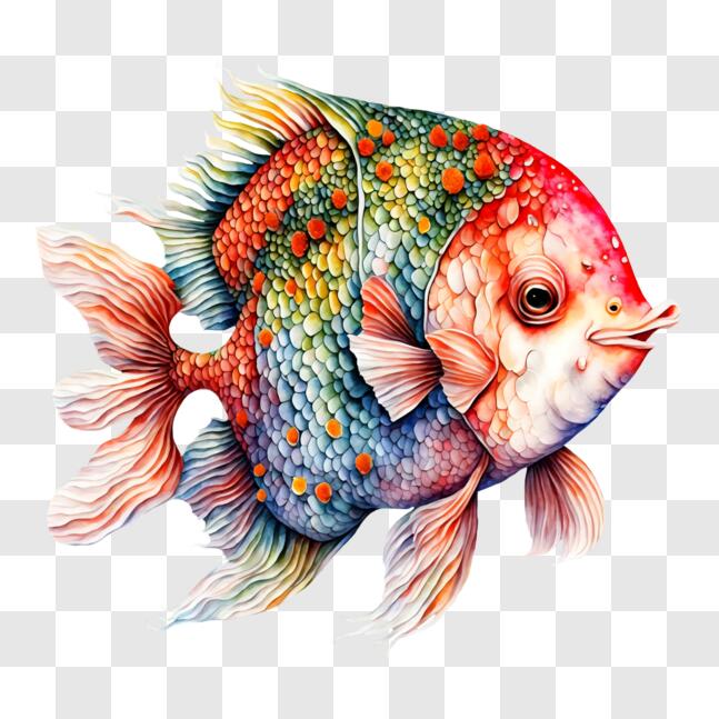Download Colorful Fish Painting on Black Background PNGs Online ...