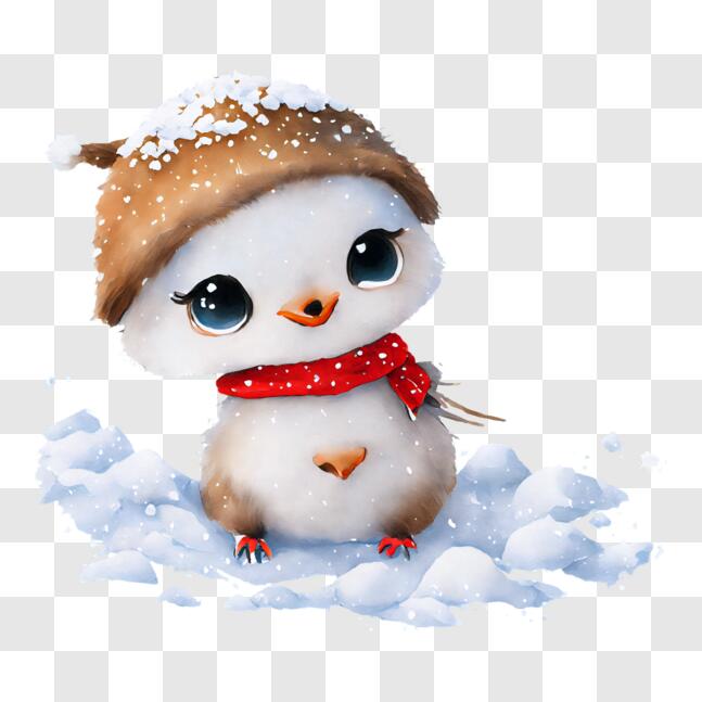 Download Cute Snow Bird in Winter Attire PNGs Online - Creative Fabrica