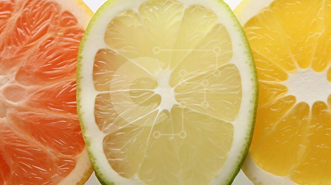 Vibrant Citrus Fruit Slices - Grapefruit, Lemon, Lime and Orange stock ...