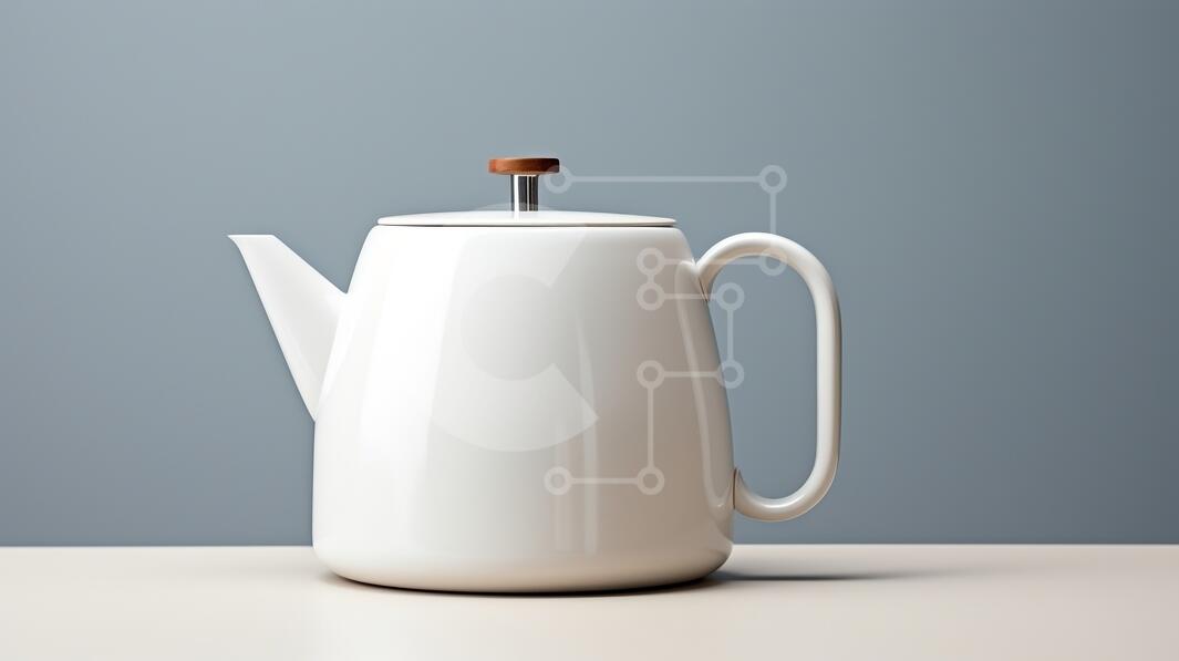 White Teapot with Wooden Handle stock photo | Creative Fabrica