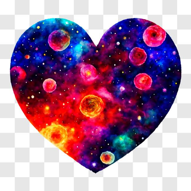 Download Heart Shaped Space with Colorful Planets and Stars PNGs Online ...