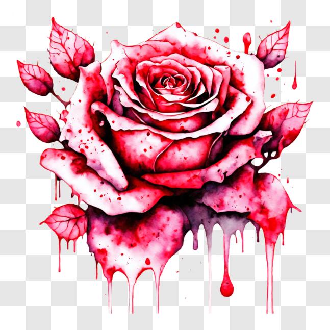 Download Pink Rose with Bloody Drippings PNGs Online - Creative Fabrica