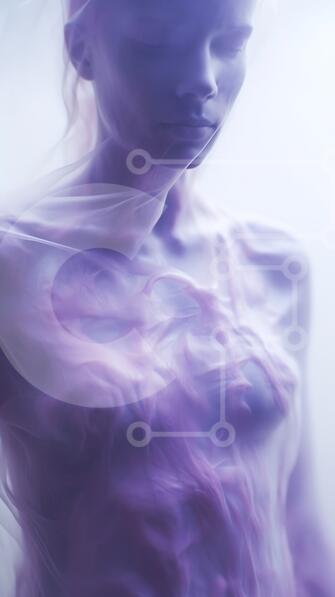 Artistic Photoshoot with a Woman Covered in Purple Smoke stock photo ...