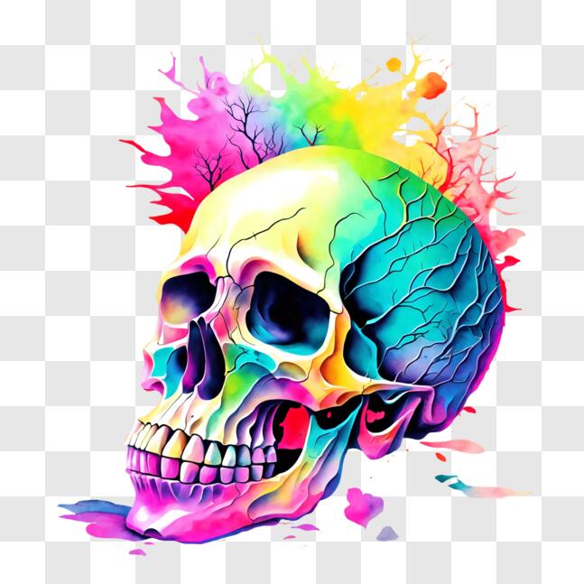Download Rainbow Skull on a Colorful Background PNGs Online - Creative ...