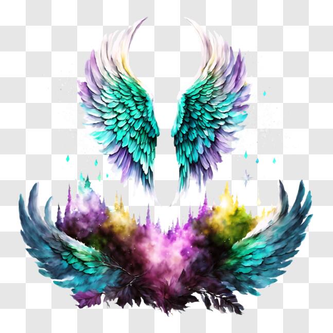 Download Colorful Angel Wings Heart-Shaped Artwork with Purple and Blue ...